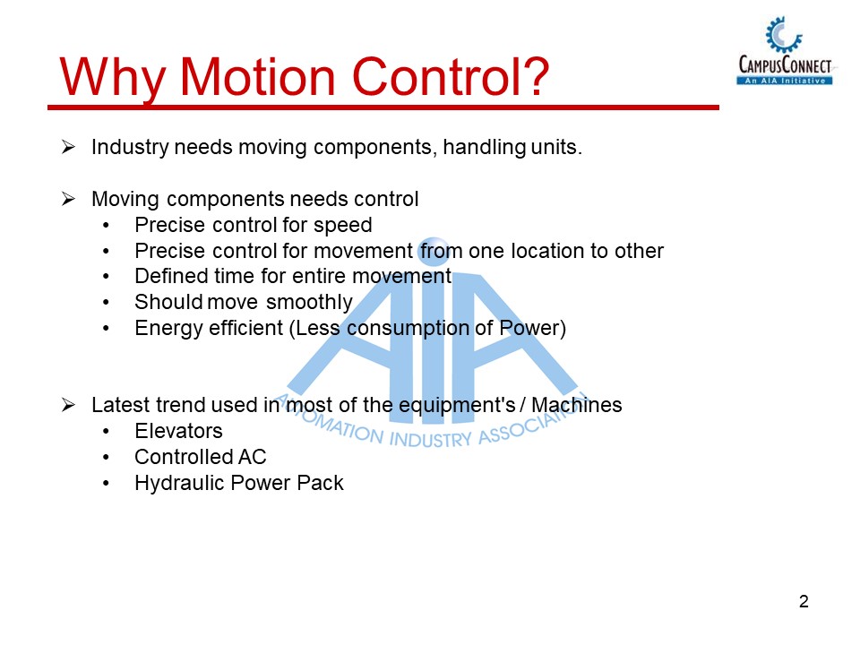 IITD-AIA Foundation For Smart Manufacturing - AIA CCCR Motion Control